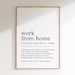 Work From Home Definition Print | Funny Office Decor | Work From Home ...
