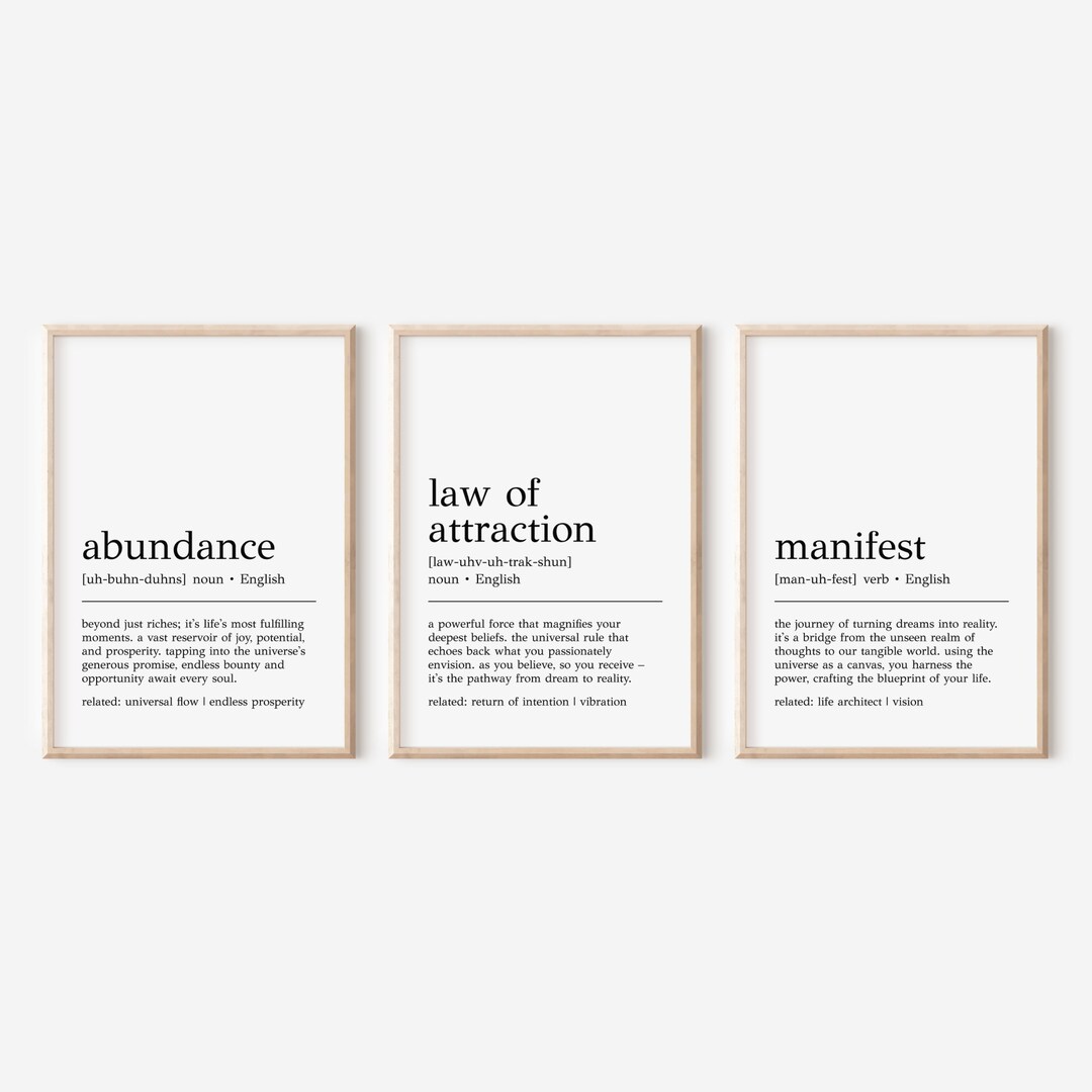 Manifest Wall Art | Set of 3 Prints | Law of Attraction Prints ...
