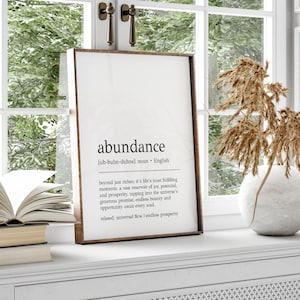 Abundance Definition Print | Abundance Wall Art | Law of Attraction ...