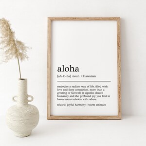 Aloha Definition Print | Hawaiian Wall Art | Aloha Poster | Aloha Wall ...