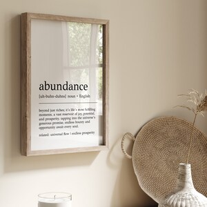 Abundance Definition Print | Abundance Wall Art | Law of Attraction ...