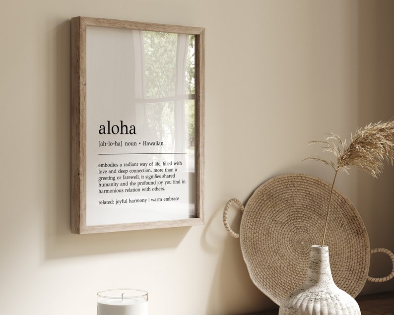 Aloha Definition Print Hawaiian Wall Art Aloha Poster - Etsy