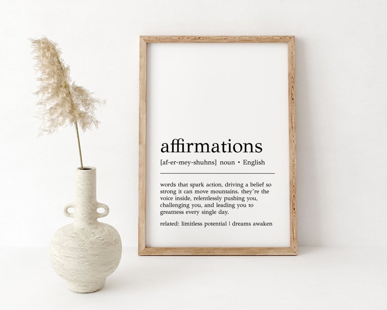 Affirmations Definition Print: Motivational Wall Art (digital Print) - Etsy