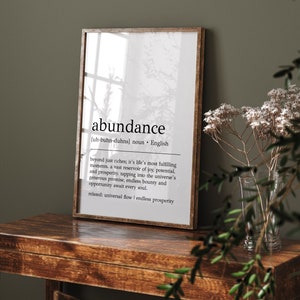 Abundance Definition Print | Abundance Wall Art | Law of Attraction ...