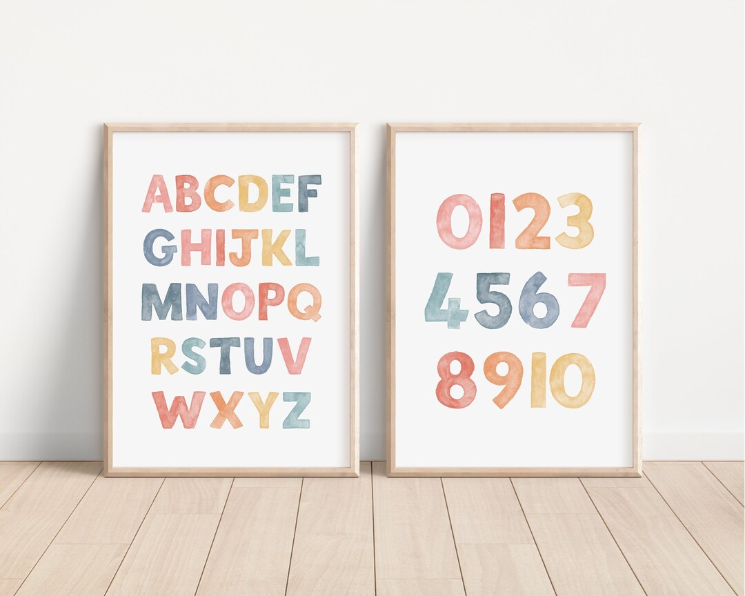 Boho Rainbow Alphabet and Numbers Posters | Set of 2 Educational Prints ...