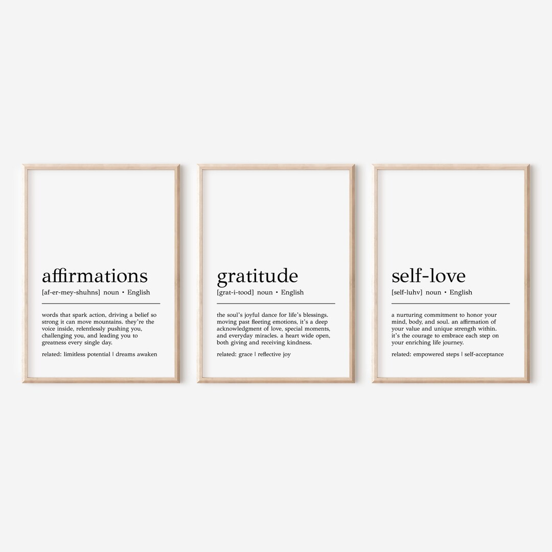 Self Love Wall Art | Set of 3 Prints | Affirmation Wall Art | Gratitude ...