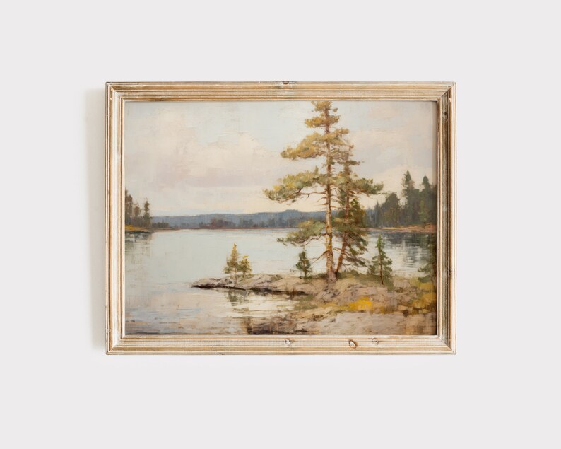 Lake House Painting Prints SET: Rustic Cabin Decor (set of 2) (digital ...