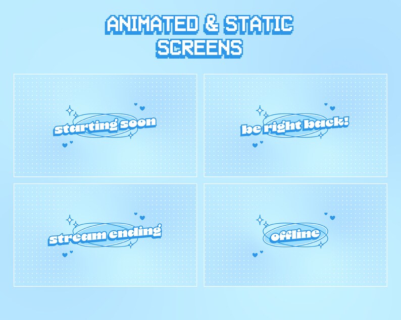 Animated Blue Twitch Overlay Stream Package | Y2K Retro Aesthetic ...