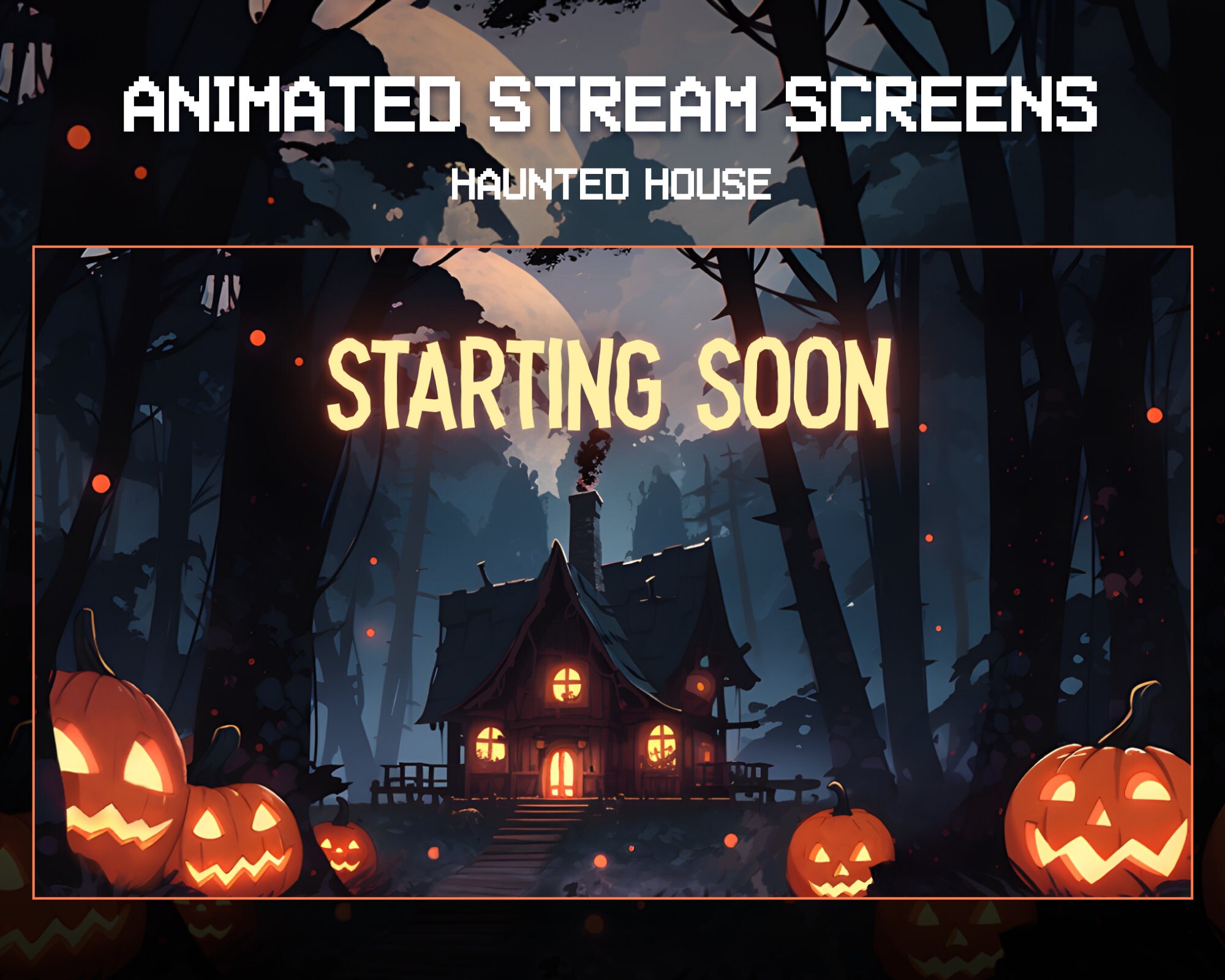 Animated Halloween Twitch Stream Screens | Haunted House Pumpkins ...