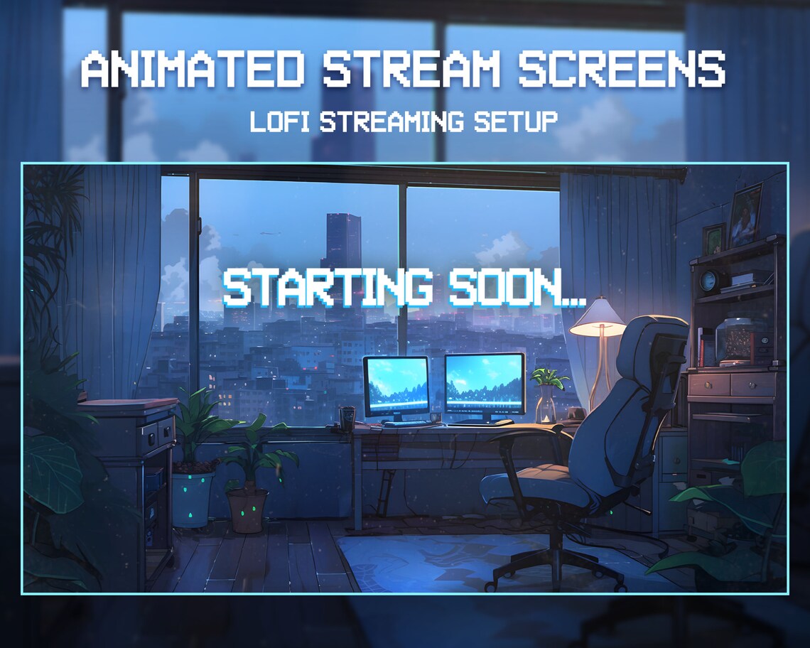 Animated Lofi Twitch Stream Screens Lofi Streaming Setup Game Room ...