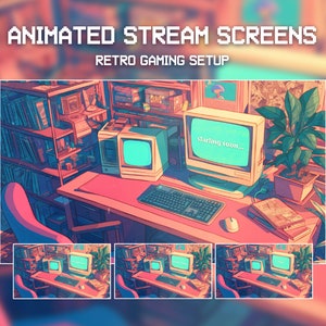 Animated Lofi Twitch Stream Screens | Retro Gaming Setup | Pink Overlay ...