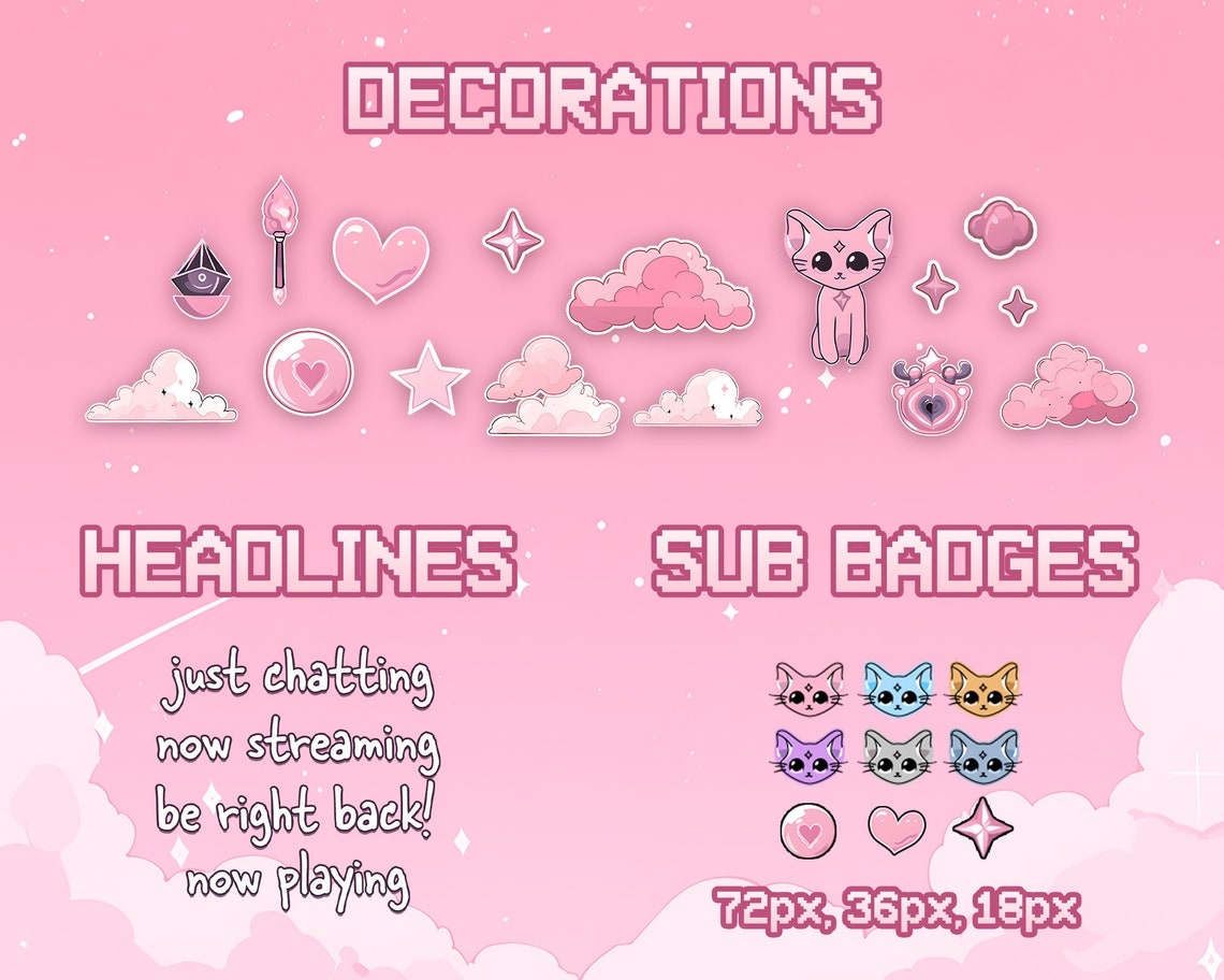 Stream Overlay Package for Twitch | Cozy Aesthetic Mystical Cat ...
