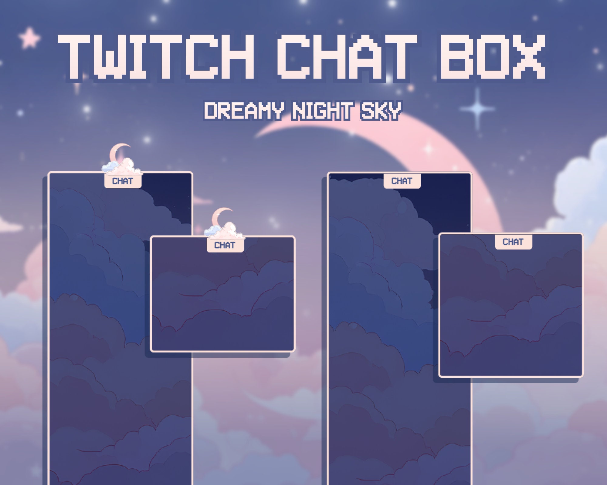 Twitch Overlay Stream Chat Box Dreamy Night Sky Twitch Overlay Pink ...