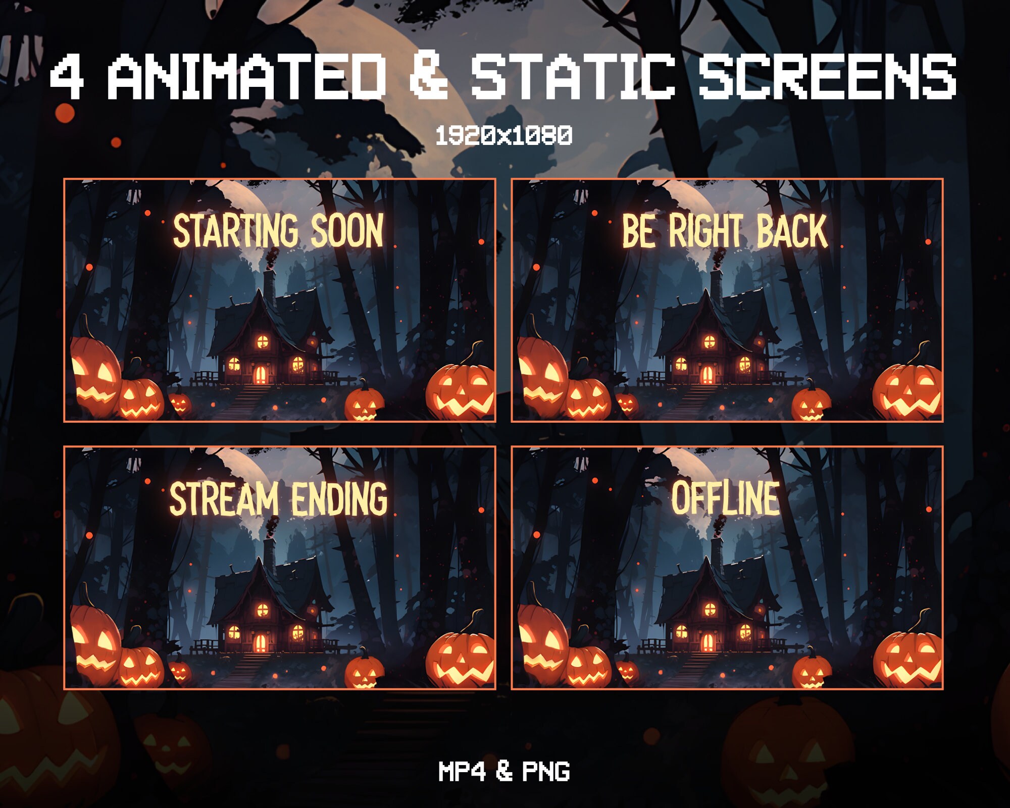 Animated Halloween Twitch Stream Screens | Haunted House Pumpkins ...