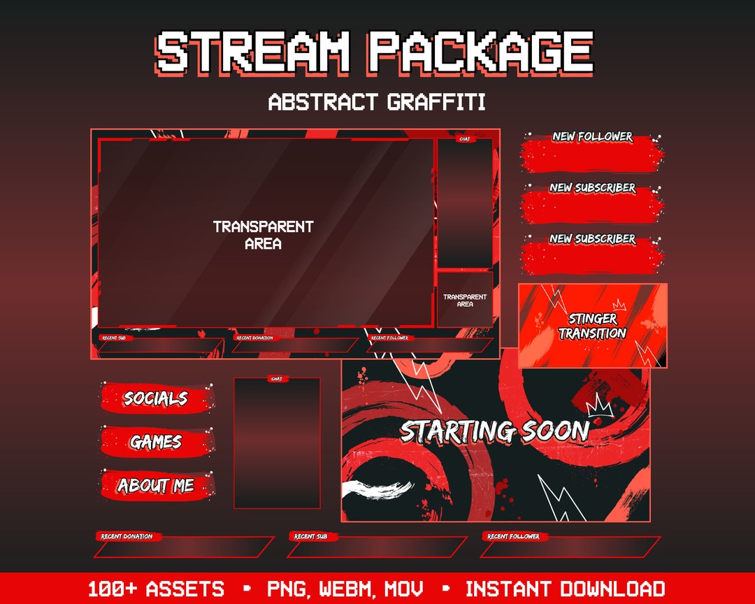 Animated Twitch Overlay Stream Package | Twitch Overlay Red | Twitch ...