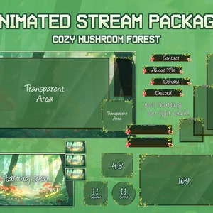 Animated Cozy Twitch Overlay Stream Package | Mushroom Forest ...