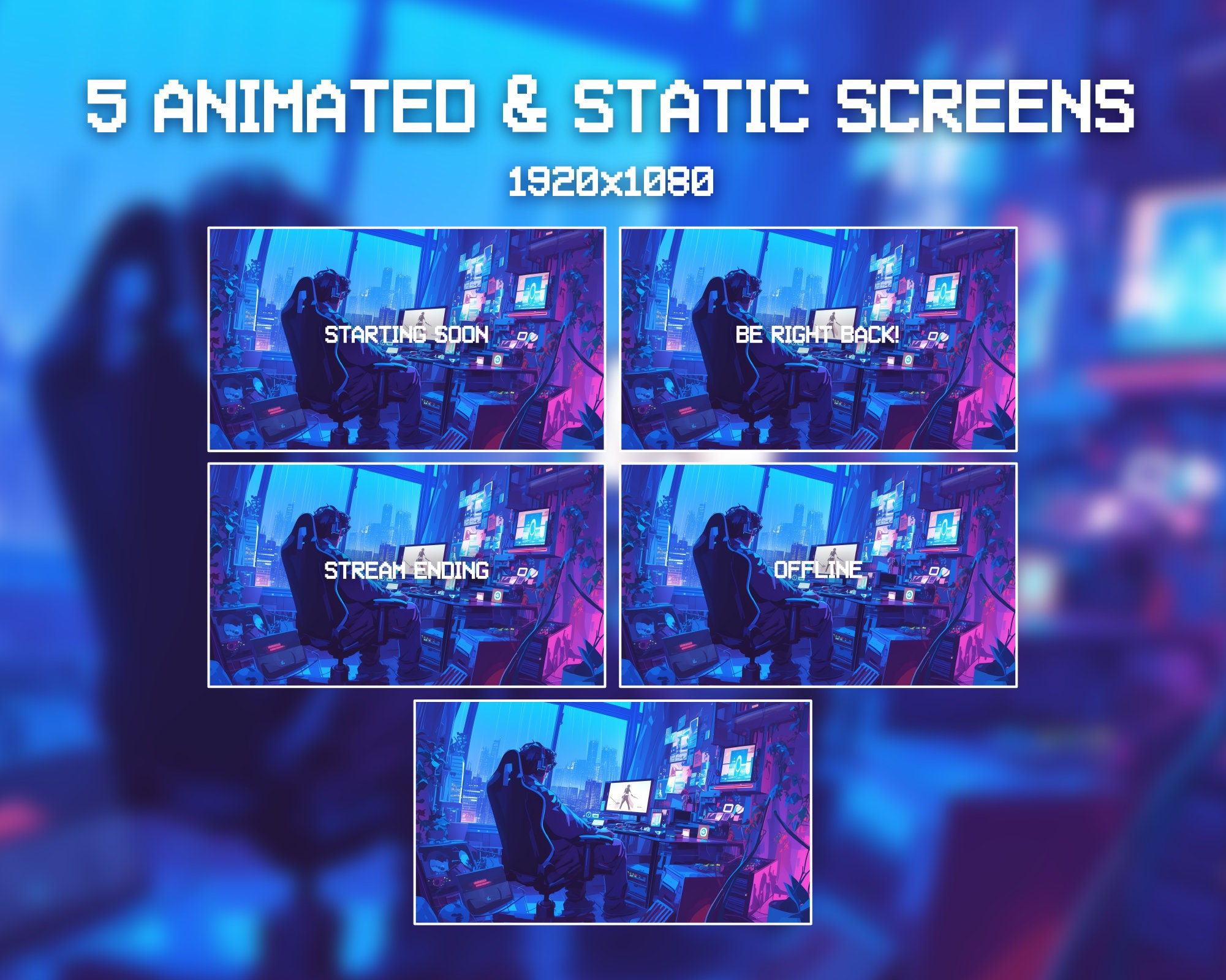 Animated Lofi Twitch Stream Screens | Lofi Streaming Setup | Cyberpunk ...