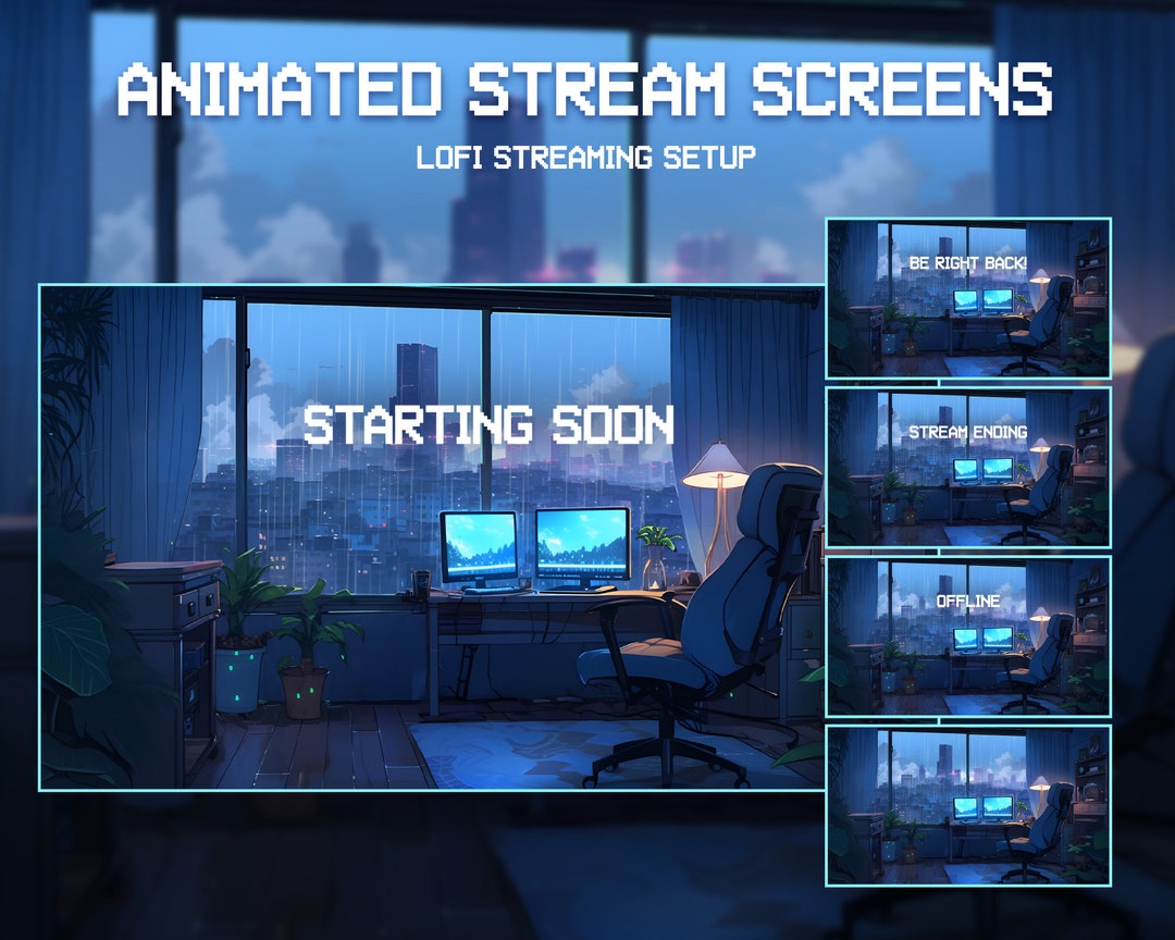 Animated Lofi Twitch Stream Screens Lofi Streaming Setup - Etsy UK