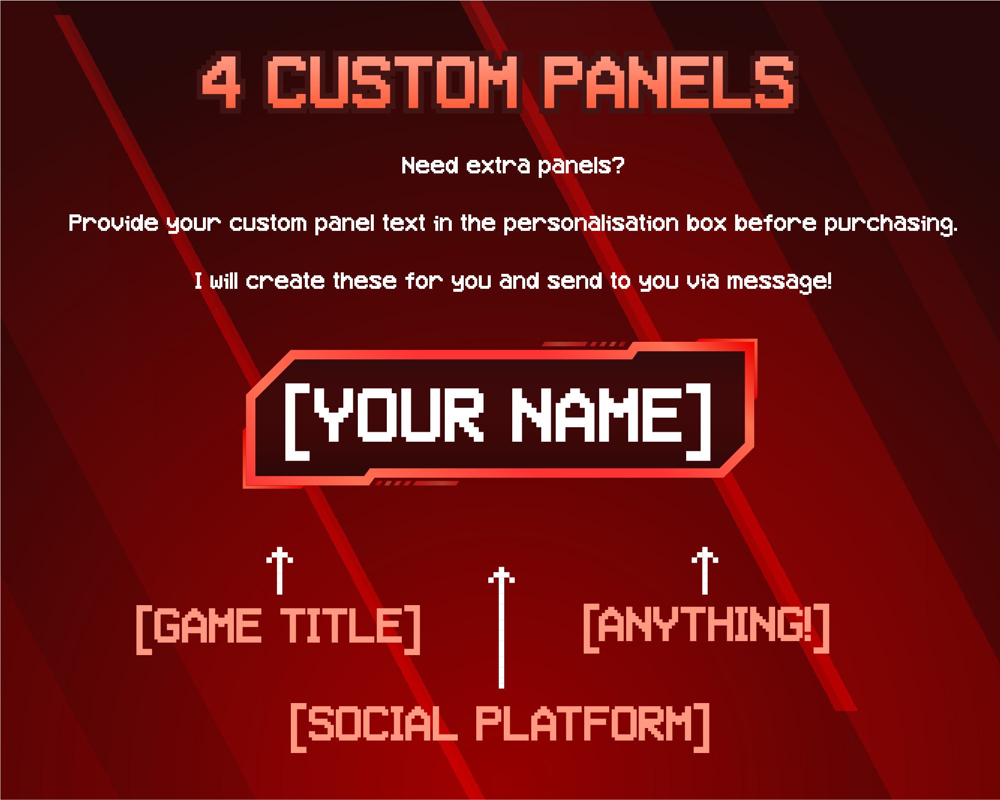 Futuristic Neon Twitch Panels 40 Panels Custom Twitch Panels Red Twitch ...