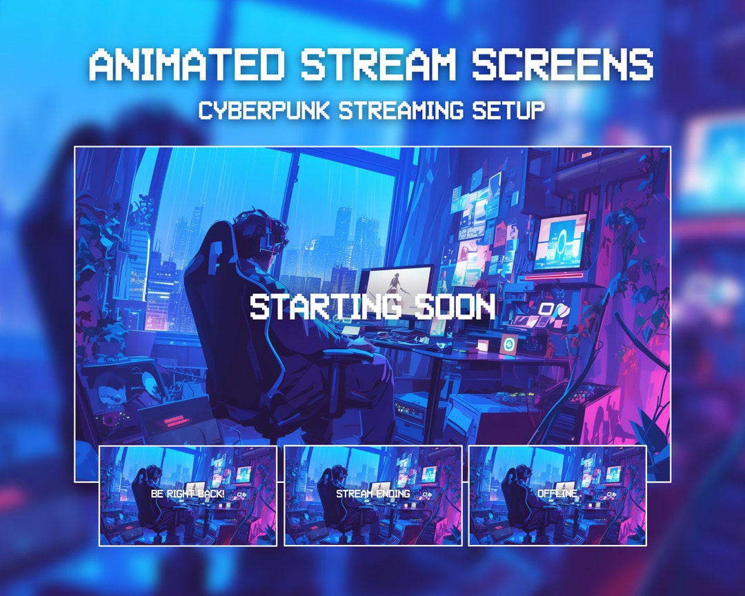 Animated Lofi Twitch Stream Screens | Lofi Streaming Setup | Cyberpunk ...