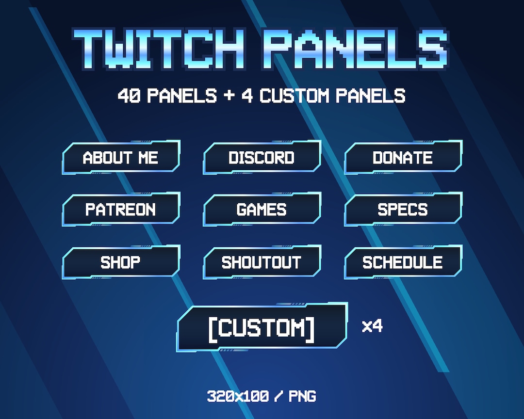 Futuristic Neon Twitch Panels | 40 Panels | Custom Twitch Panels | Blue ...