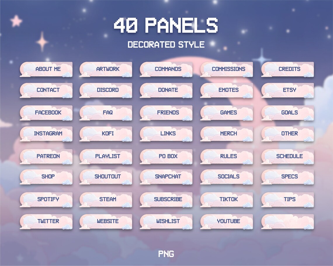 Animated Cozy Twitch Overlay Stream Package Dreamy Night Sky Twitch ...