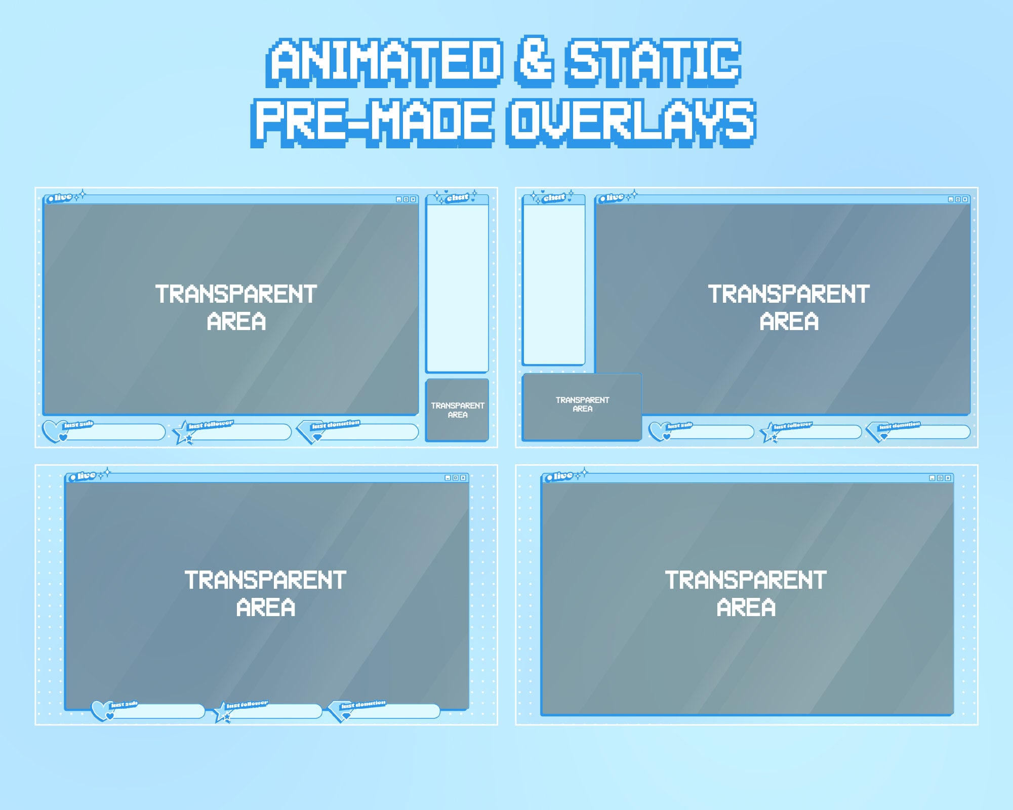 Animated Blue Twitch Overlay Stream Package | Y2K Retro Aesthetic ...
