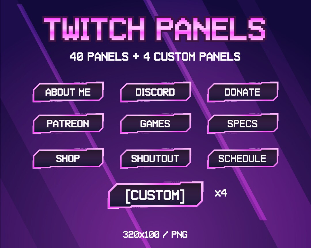Futuristic Neon Twitch Panels | 40 Panels | Custom Twitch Panels ...