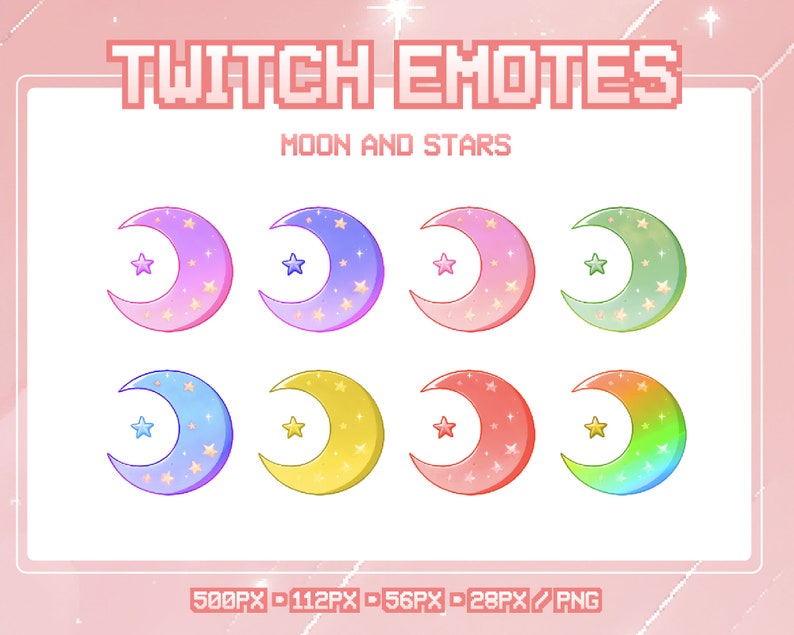 Starry Moon Twitch Emotes | Stream Emotes | Discord | Celestial | Cute ...