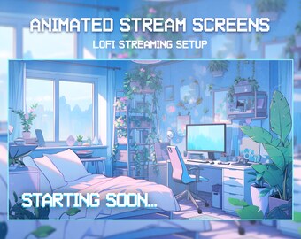 Animated Lofi Twitch Stream Screens Lofi Streaming Setup Game Room Red ...