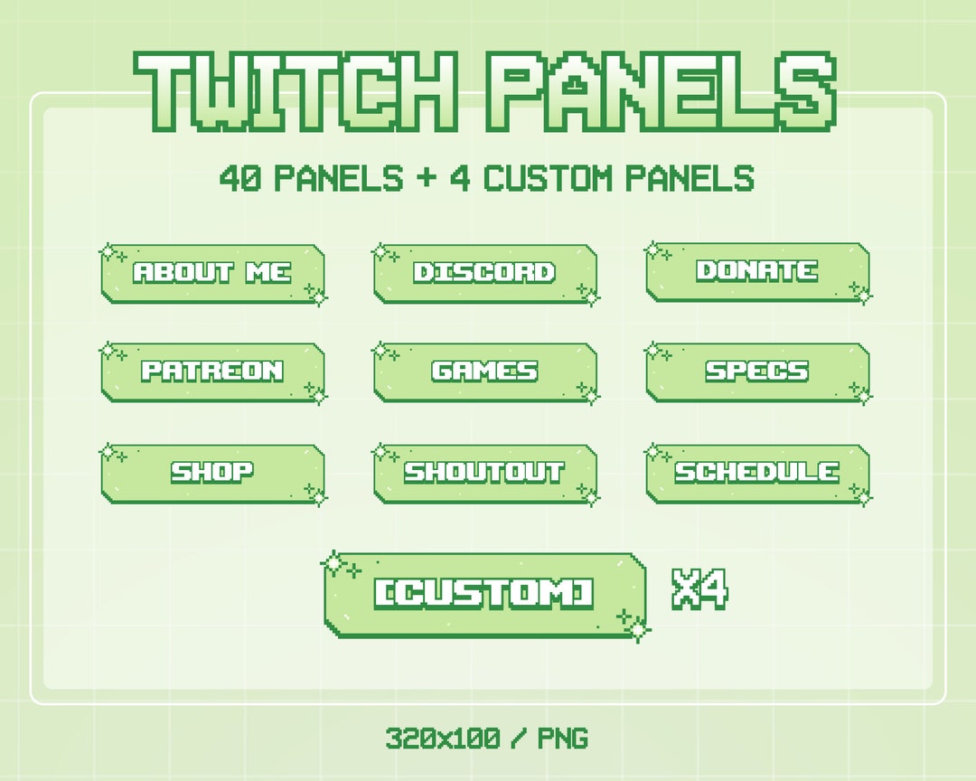 Pastel Twitch Panels | 40 Panels | Custom Twitch Panels | Green Pixel ...