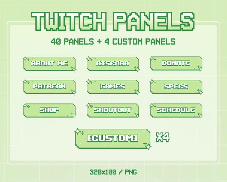Pastel Twitch Panels | 40 Panels | Custom Twitch Panels | Green Pixel ...