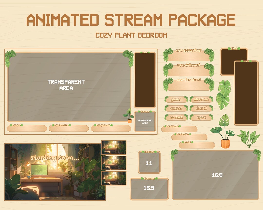 Animated Cozy Twitch Overlay Stream Package | Cozy Room | Cottagecore ...