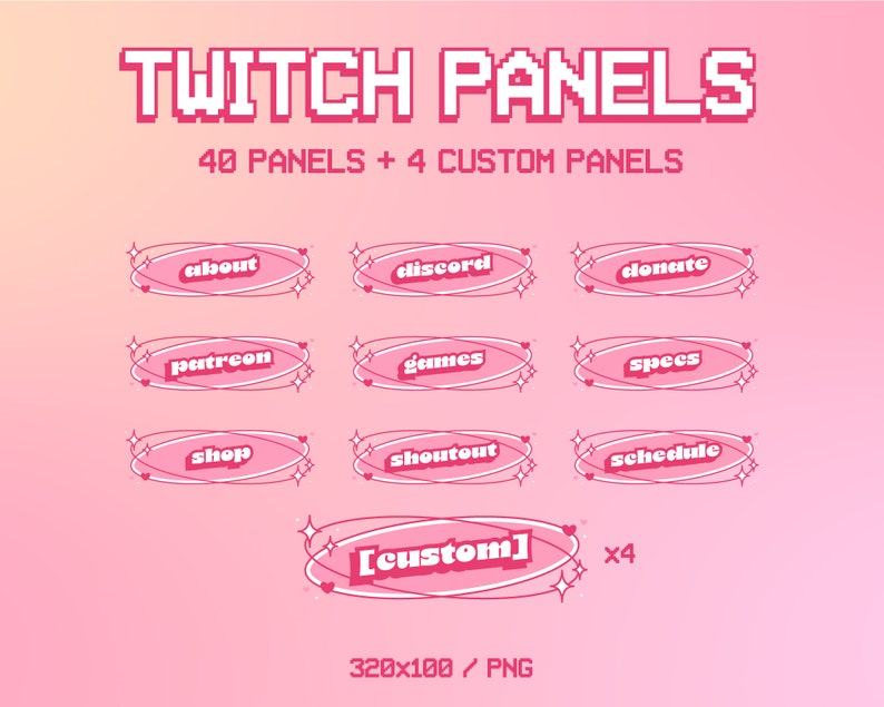 Cute Pink Twitch Panels | 40 Panels | Custom Twitch Panels | Y2K Retro ...