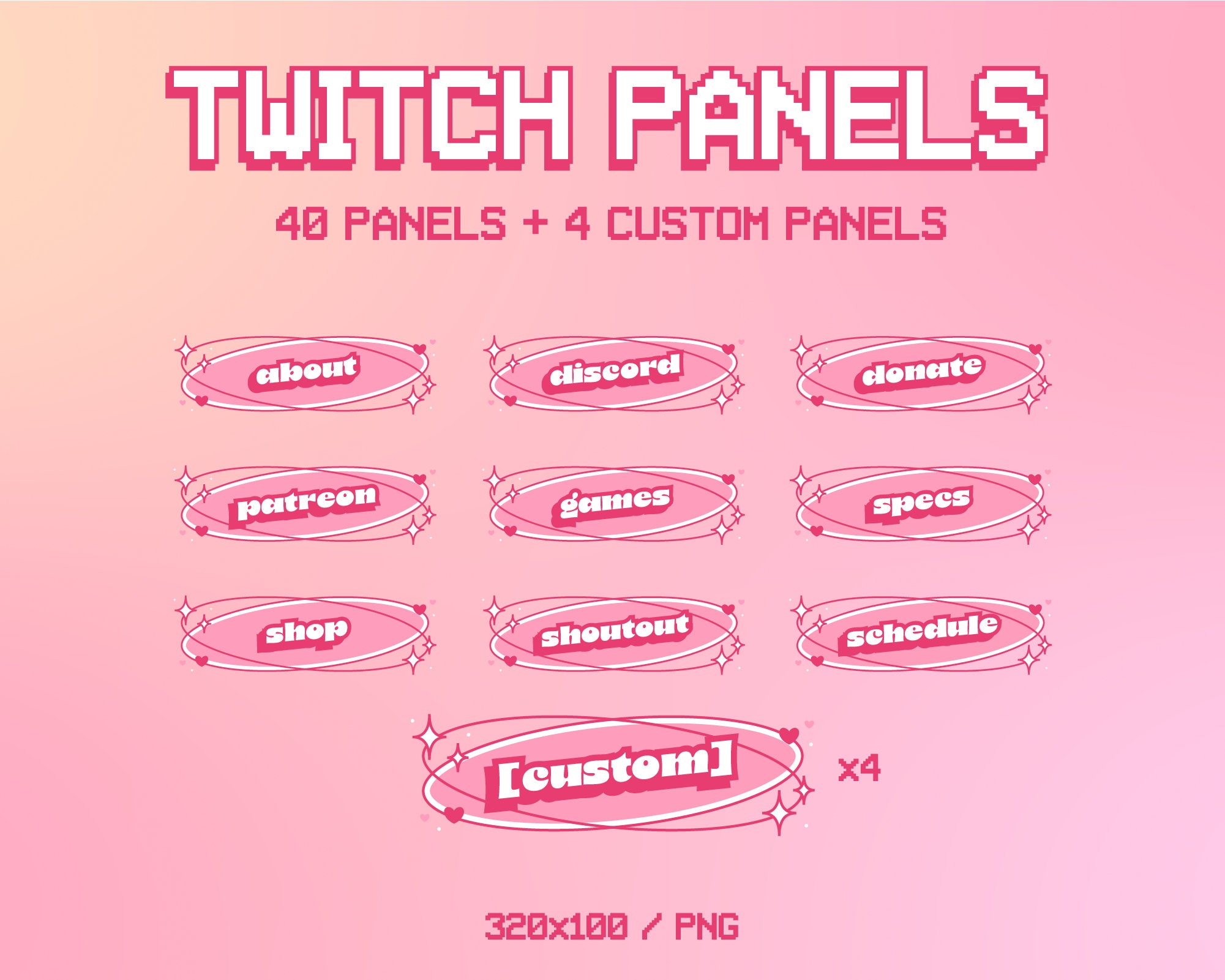 Cute Pink Twitch Panels | 40 Panels | Custom Twitch Panels | Y2K Retro ...
