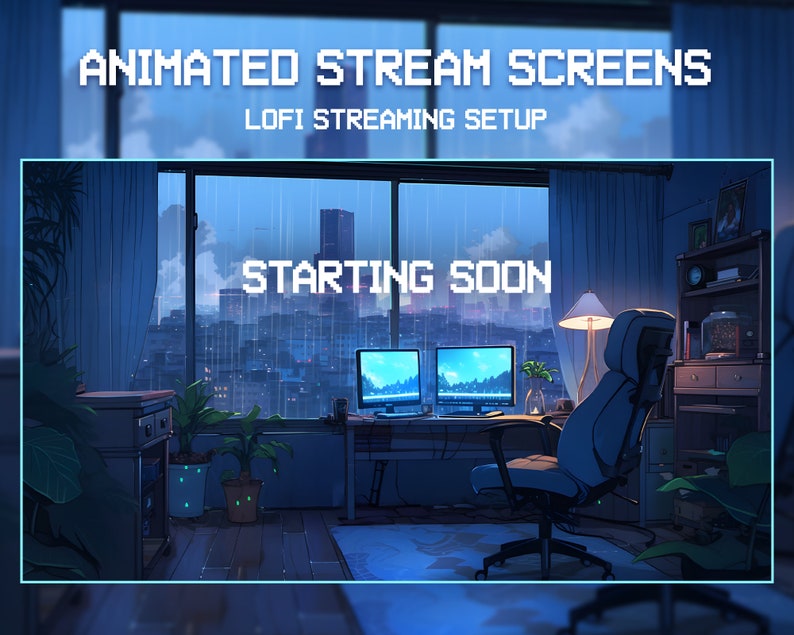Animated Lofi Twitch Stream Screens | Lofi Streaming Setup | Game Room ...