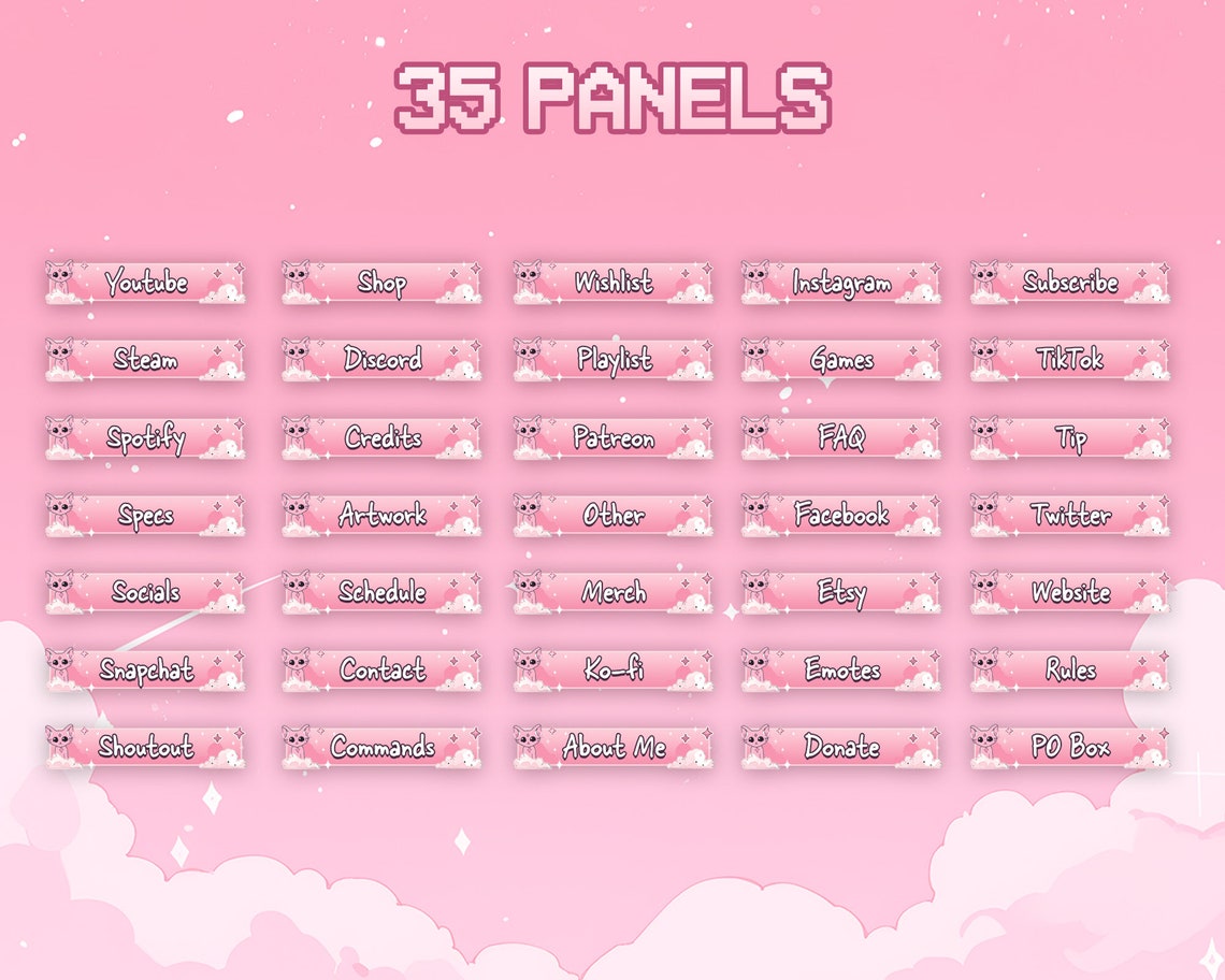 Stream Overlay Package for Twitch Cozy Aesthetic Mystical Cat Animated ...