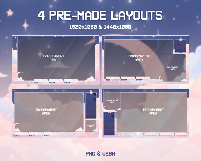 Animated Cozy Twitch Overlay Stream Package Dreamy Night Sky - Etsy