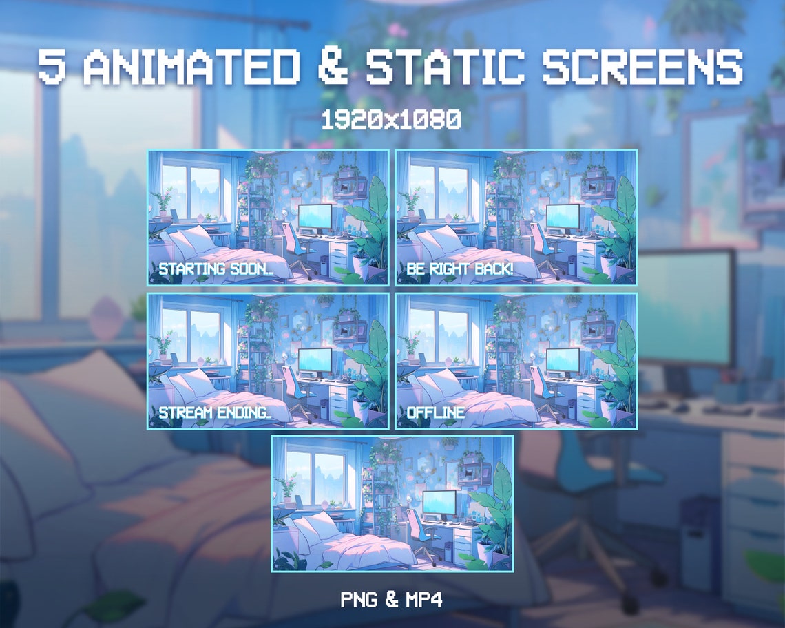 Animated Lofi Twitch Stream Screens Lofi Streaming Setup Game Room ...