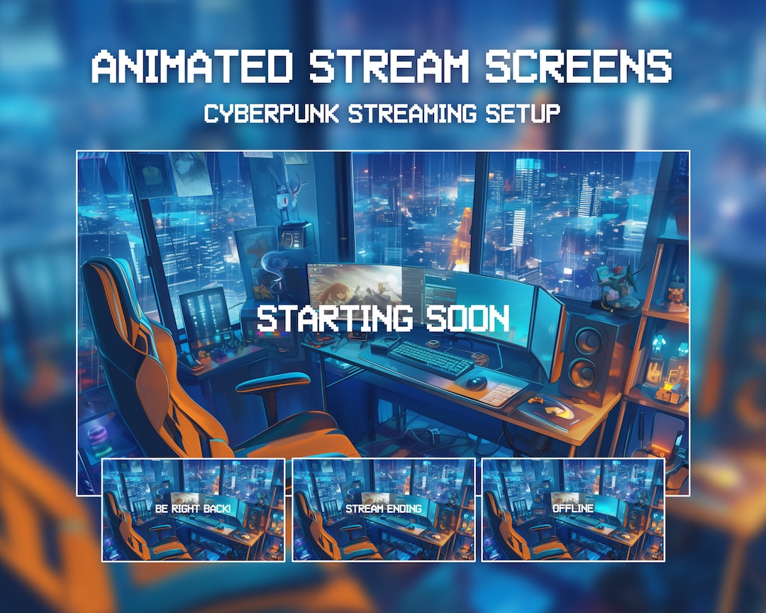 Animated Lofi Twitch Stream Screens | Lofi Streaming Setup | Cyberpunk ...