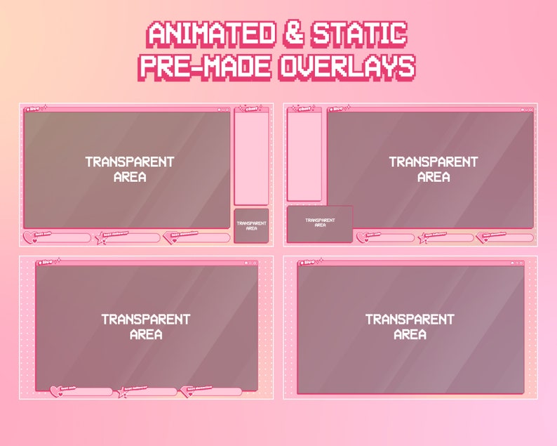 Animated Pink Twitch Overlay Stream Package | Y2K Retro Aesthetic ...