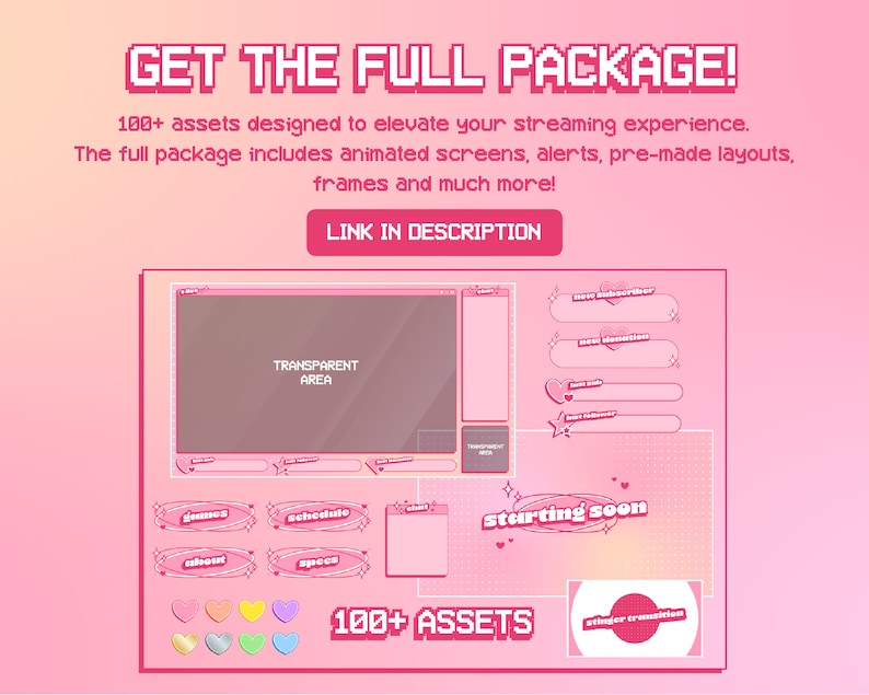 Animated Twitch Stream Screens | Twitch Overlay Pink | Y2K Retro ...