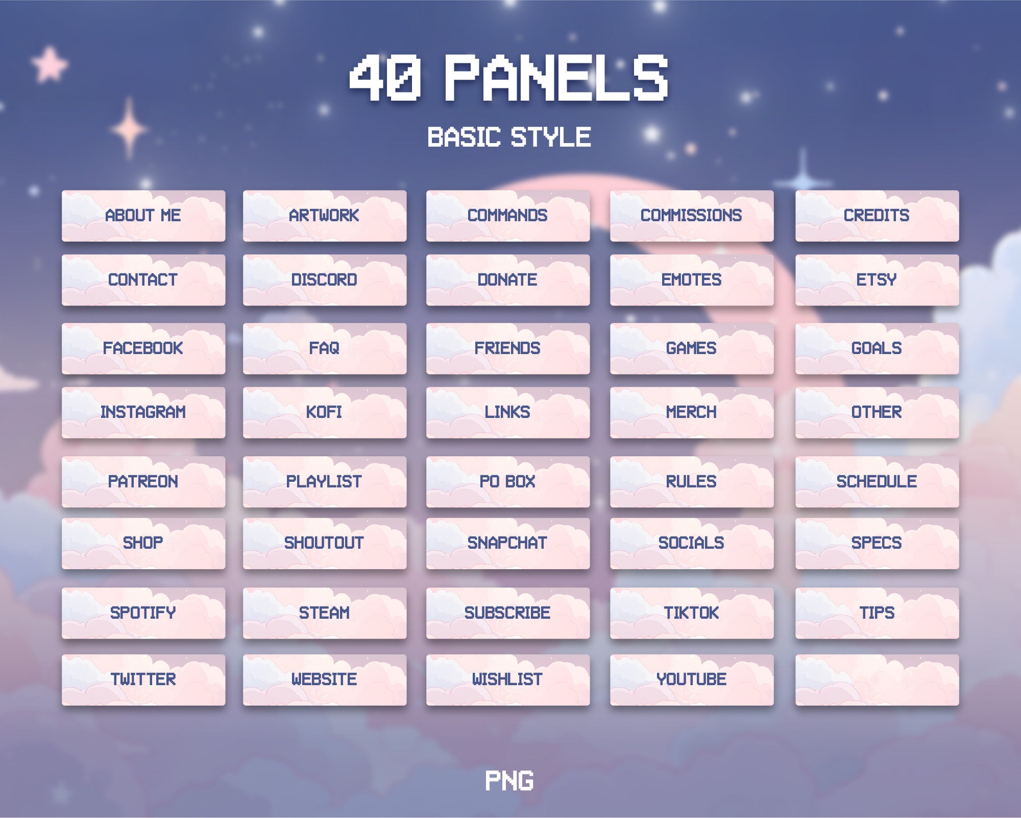 Animated Cozy Twitch Overlay Stream Package Dreamy Night Sky Twitch ...
