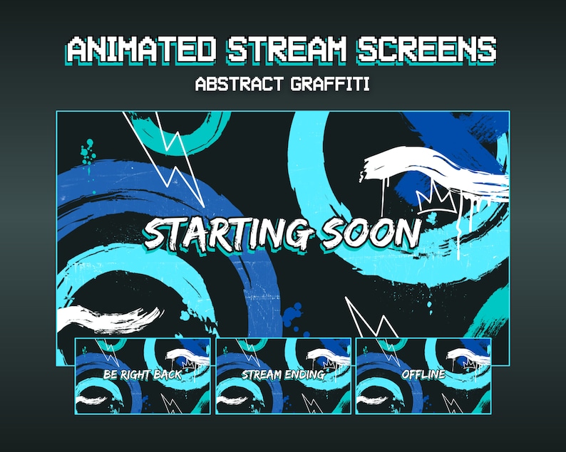 Animated Lofi Twitch Stream Screens | Twitch Overlay Blue | Twitch ...