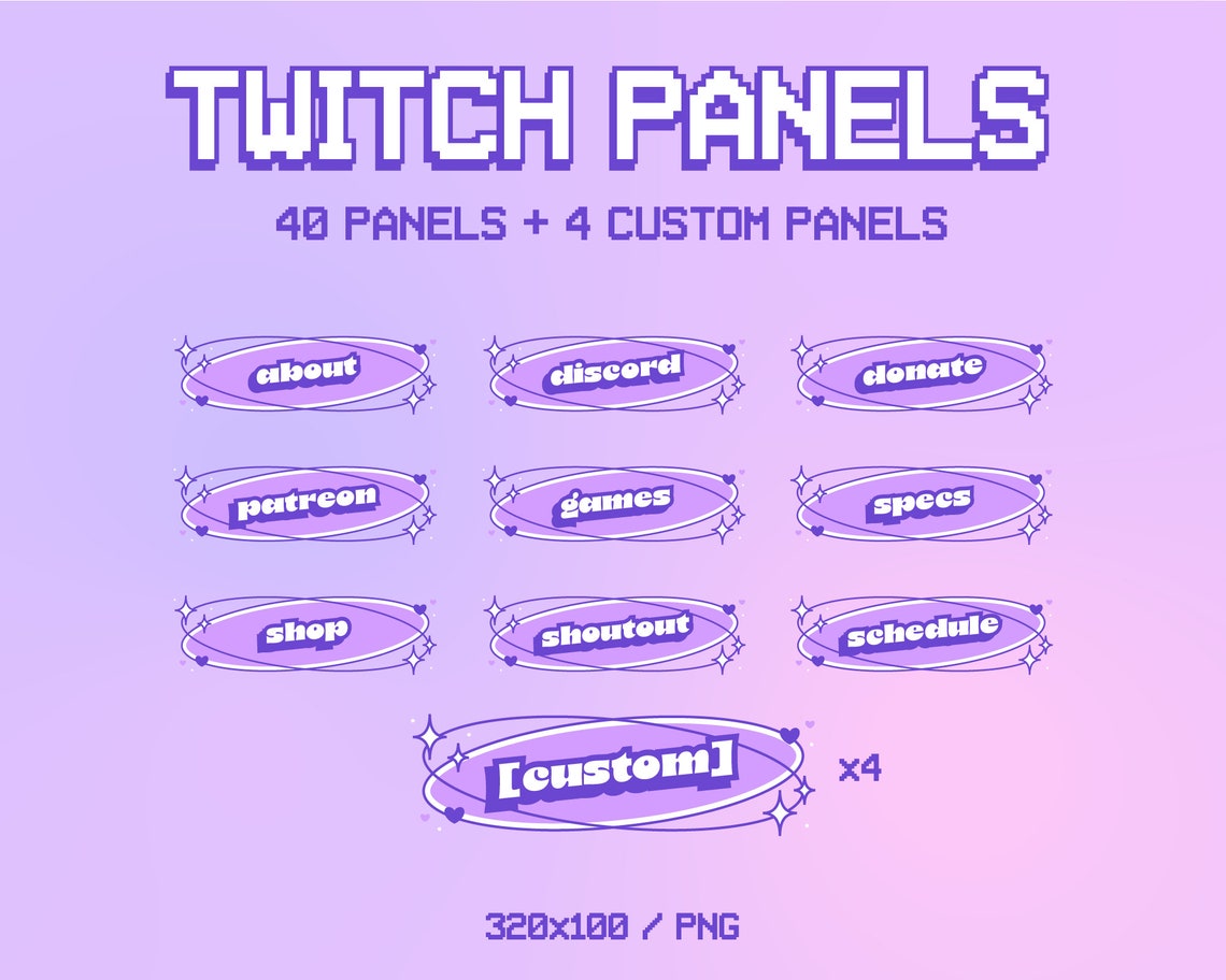 Cute Purple Twitch Panels 40 Panels Custom Twitch Panels Y2K Retro ...