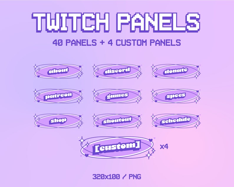Cute Purple Twitch Panels | 40 Panels | Custom Twitch Panels | Y2K ...