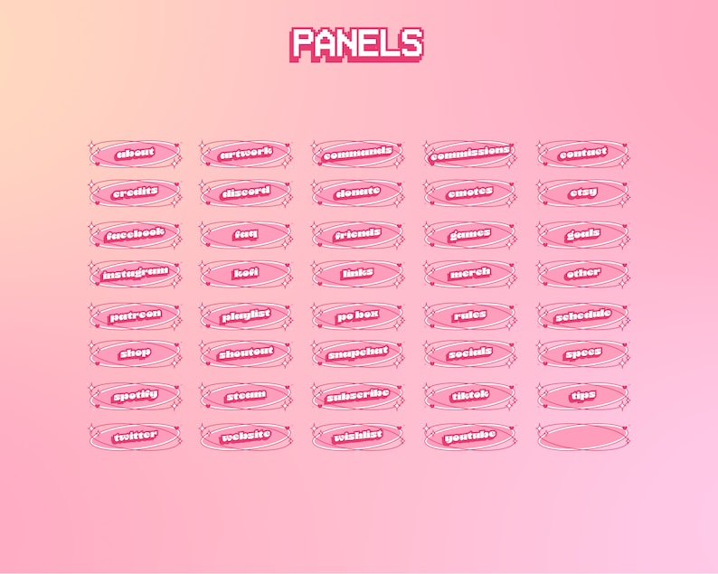 Cute Pink Twitch Panels | 40 Panels | Custom Twitch Panels | Y2K Retro ...
