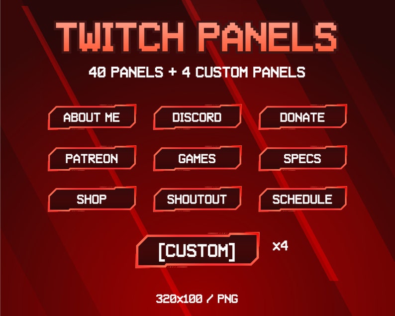 Futuristic Neon Twitch Panels | 40 Panels | Custom Twitch Panels | Red ...