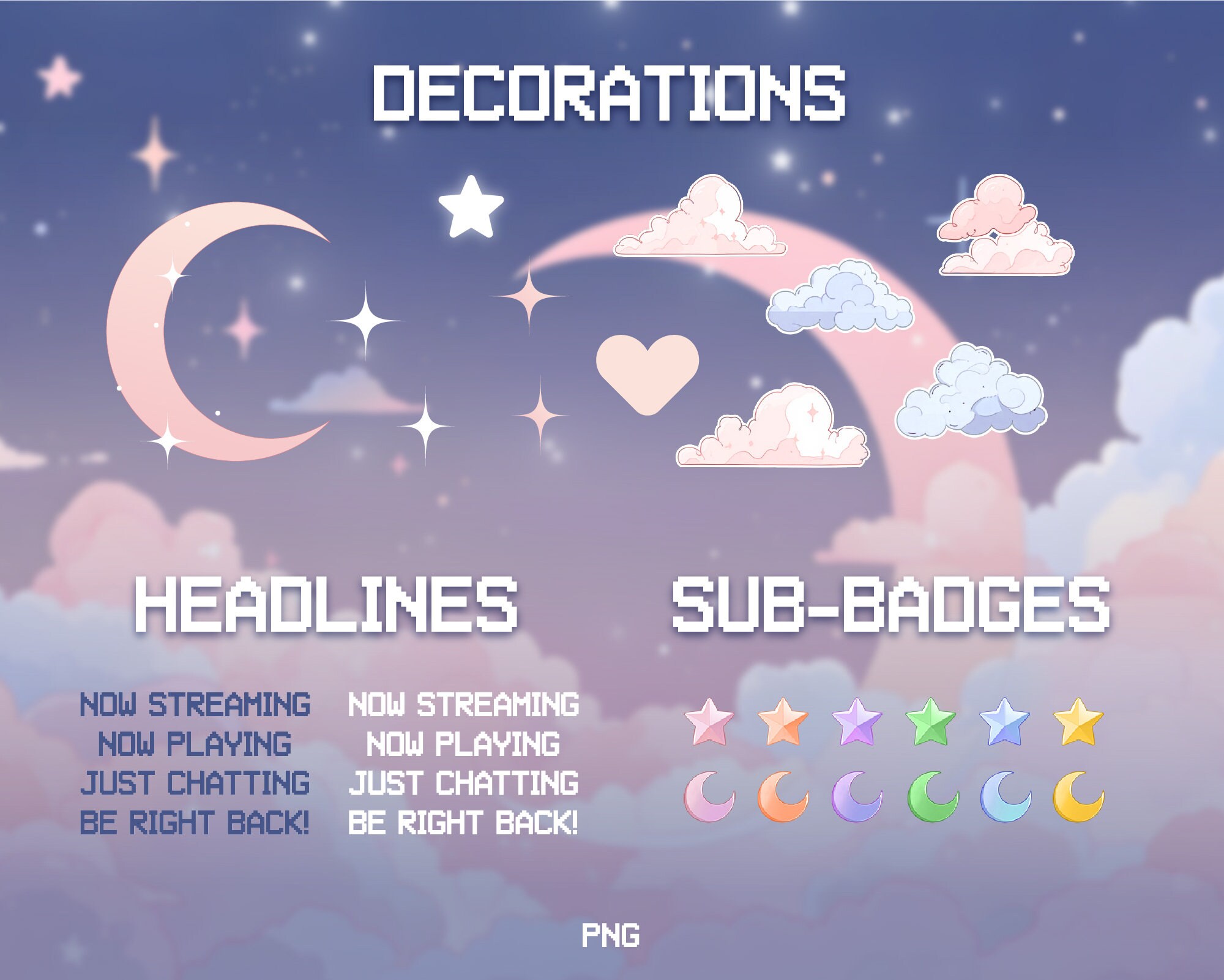Animated Cozy Twitch Overlay Stream Package Dreamy Night Sky Twitch ...