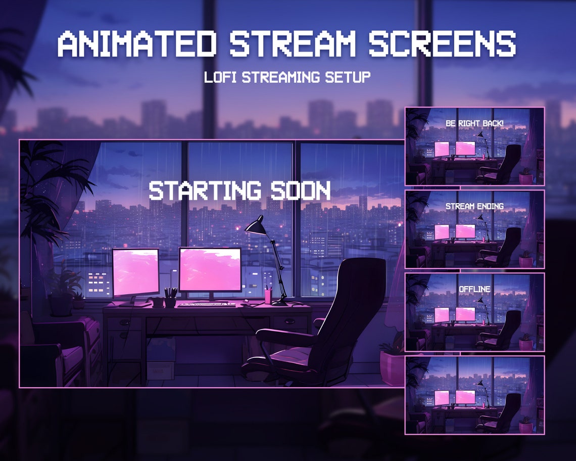 Animated Lofi Twitch Stream Screens Lofi Streaming Setup - Etsy